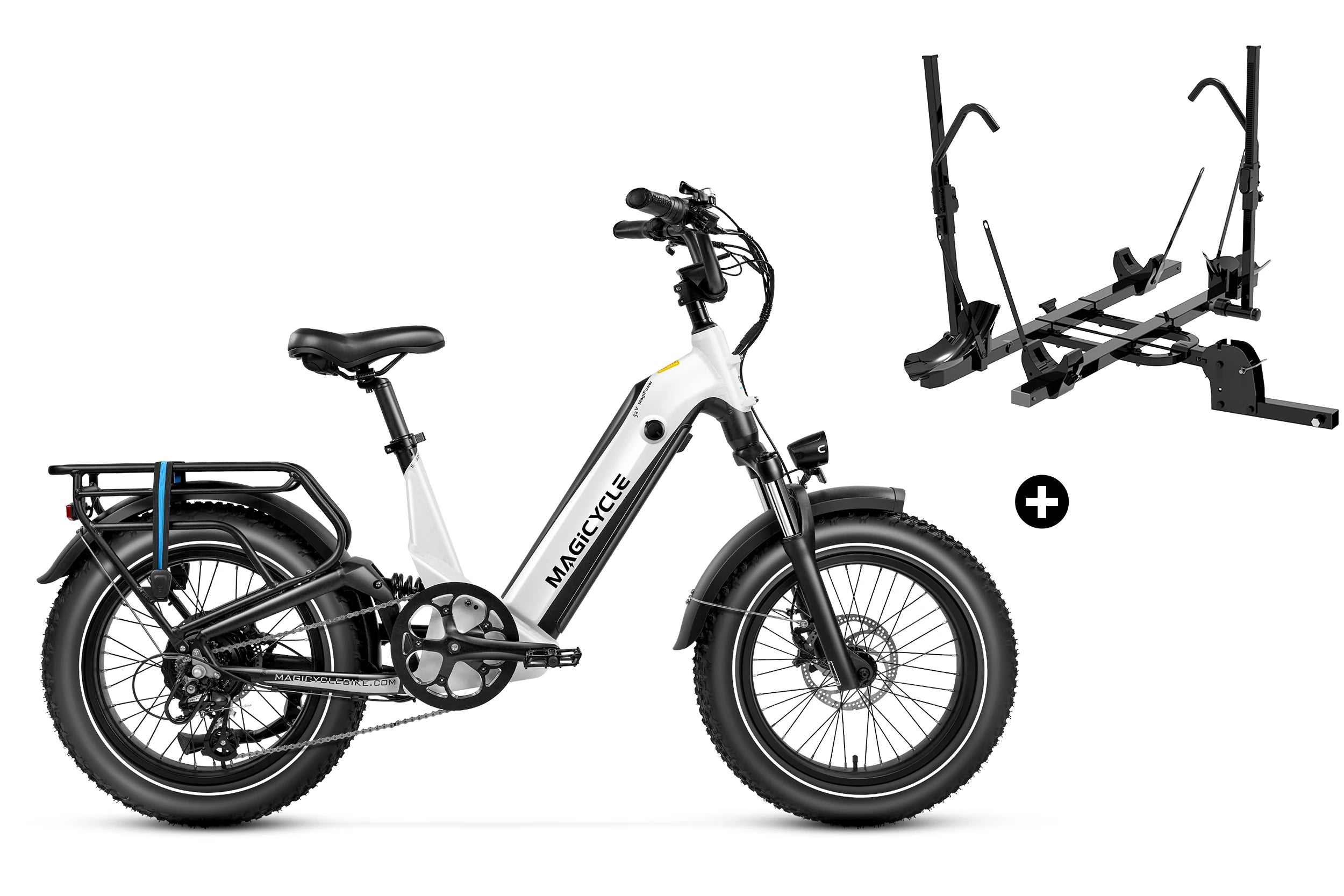 20" Fat Tire Ebike SUV | Full Suspension - Pearl White / With A Hitch ...
