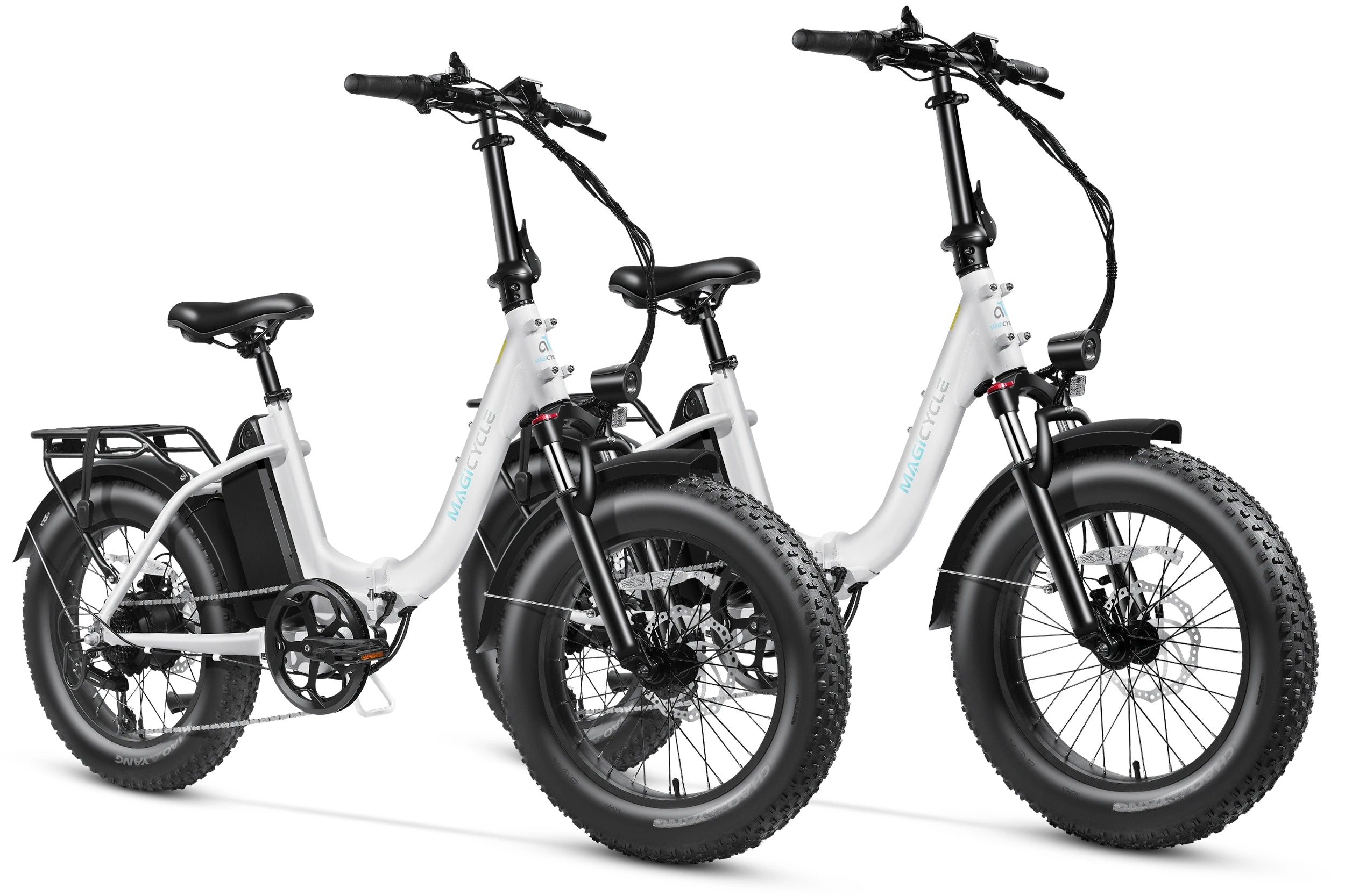 Fat Tire E-Bikes Bundle | Dual Jaguarundi Folding - Pearl White / Pearl ...
