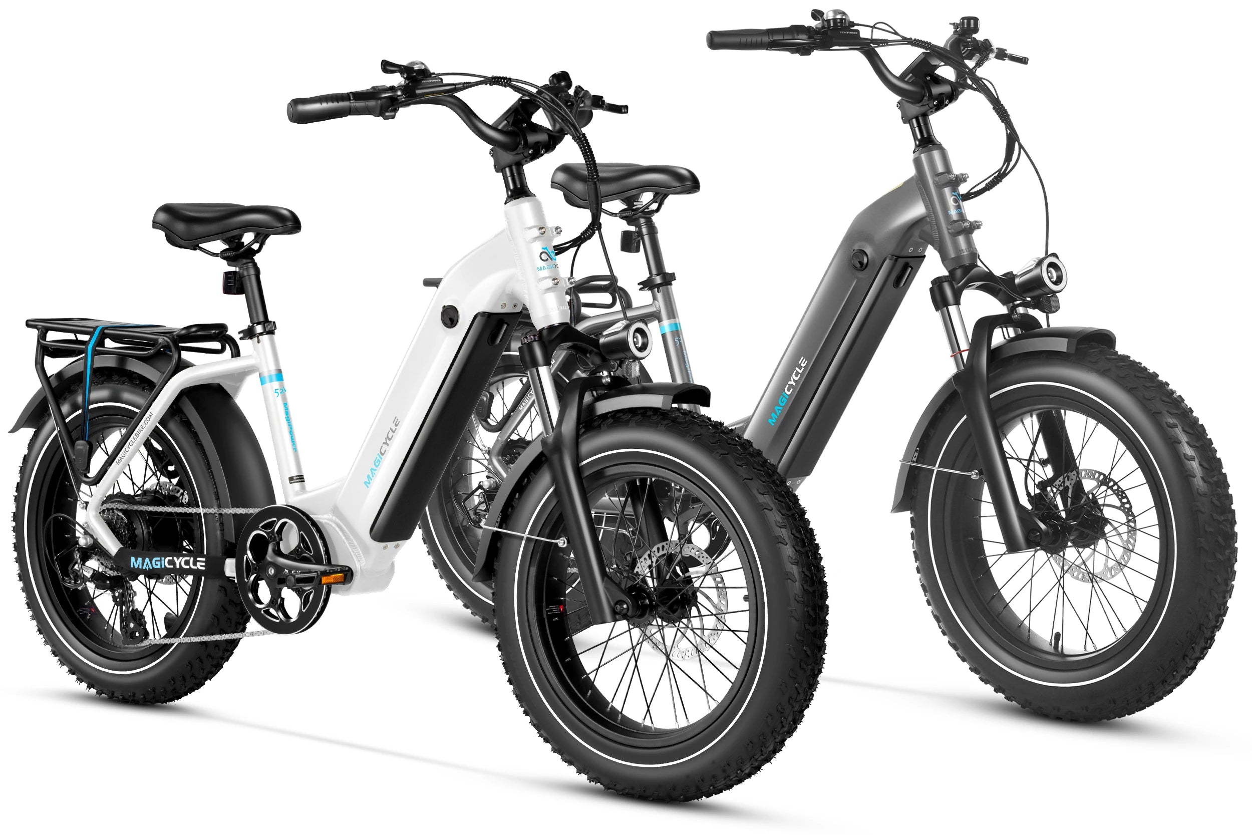 Ocelot Pro Long Range Step-Thru Fat Tire Electric Bike - Space Gray / Pearl White 2 - Magicycle Bike